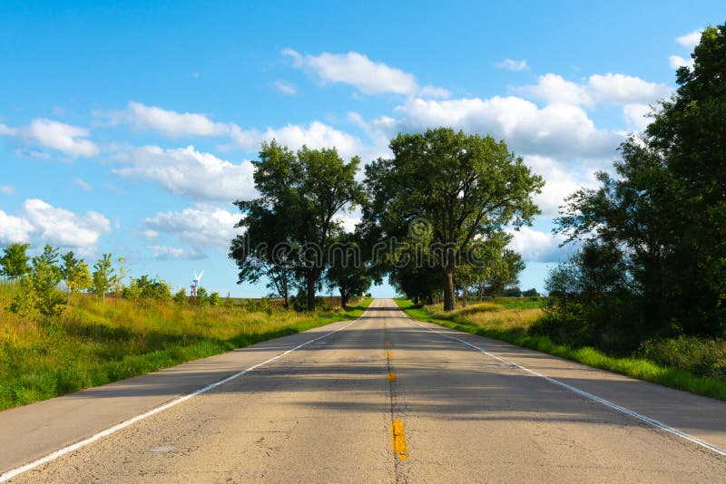Open road in the Midwest stock image. Image of scene - 156976985