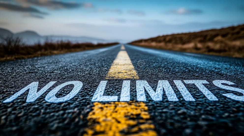Open Road with No Limits Text on Asphalt. Stock Photo - Image of ...