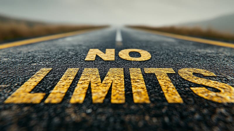 Open Road with No Limits Text on Asphalt Surface. Stock Image - Image ...
