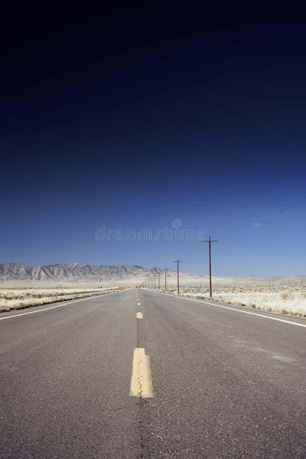 Open Empty Road with Dashed Line and Dark Sky Stock Image - Image of ...