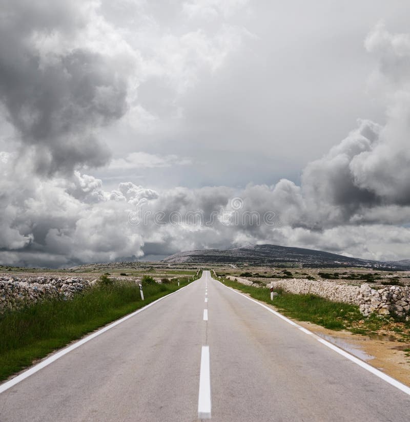 Open Road and Stormy Clouds Stock Photo - Image of stone, stormy: 41362042