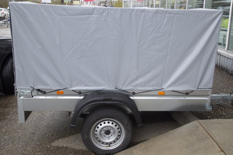 Open Road Trailer. Shop Selling Car Trailers Stock Photo - Image of ...