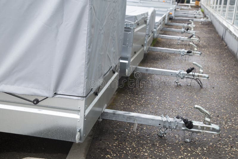 Open Road Trailer. Shop Selling Car Trailers Stock Photo - Image of ...