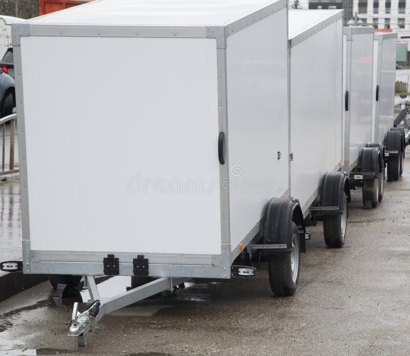 Open Road Trailer. Shop Selling Car Trailers Stock Photo - Image of ...
