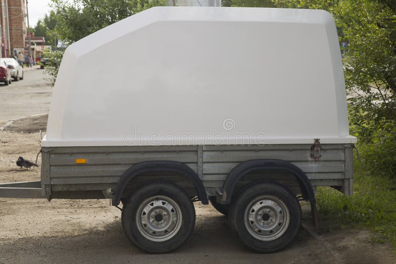 Open Road Trailer. Shop Selling Car Trailers Stock Photo - Image of ...