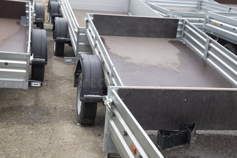 Open Road Trailer. Shop Selling Car Trailers Stock Photo - Image of ...