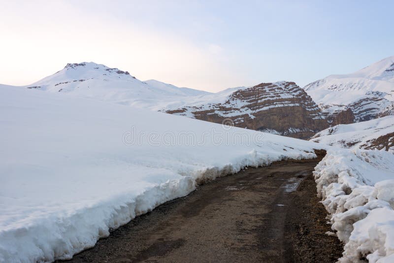 Open Road in Winter in Himalayas of India Stock Photo - Image of langza ...
