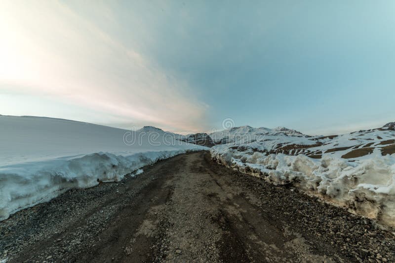 Open Road in Winter in Himalayas of India Stock Photo - Image of langza ...
