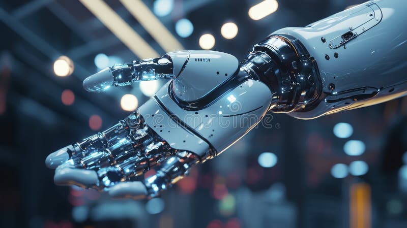 Open Robotic Hand Symbolizing Technological Evolution Stock ...