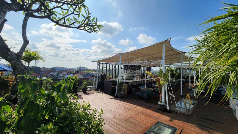 An Open Rooftop Bar with a Membrane Canopy Stock Image - Image of fresh ...