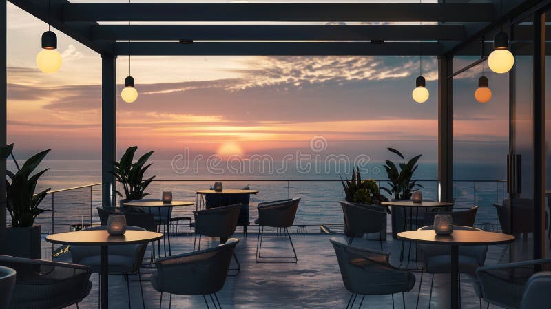 Open Rooftop Cafe with Modern Minimalistic Design and Cozy Atmosphere ...