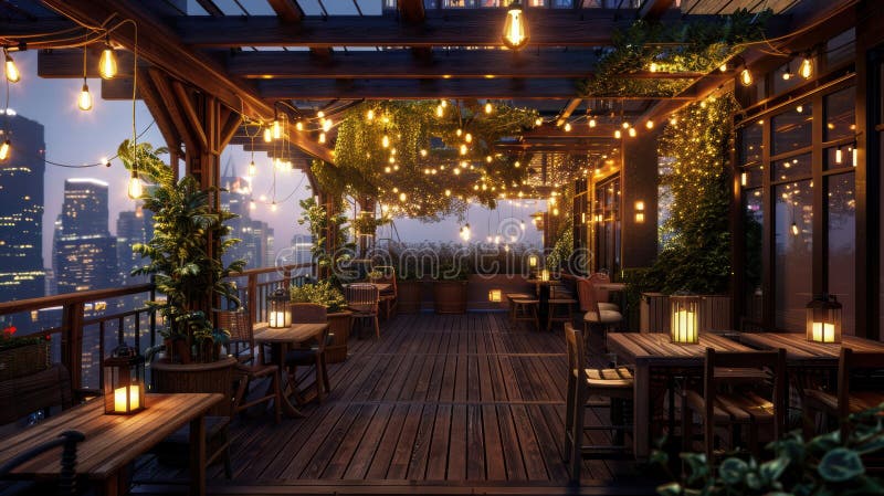 Open Rooftop Cafe with Modern Minimalistic Design and Cozy Atmosphere ...