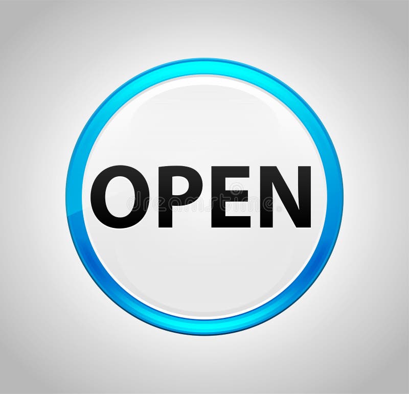Open Round Blue Push Button Stock Illustration - Illustration of blue ...