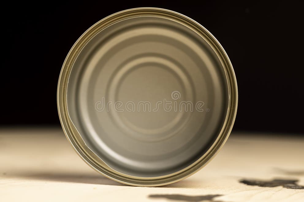An Open Round Can for Canning on a Wooden Table Stock Photo - Image of ...