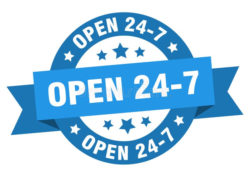 Open 24 7 Round Ribbon Isolated Label. Open 24 7 Sign Stock Vector ...