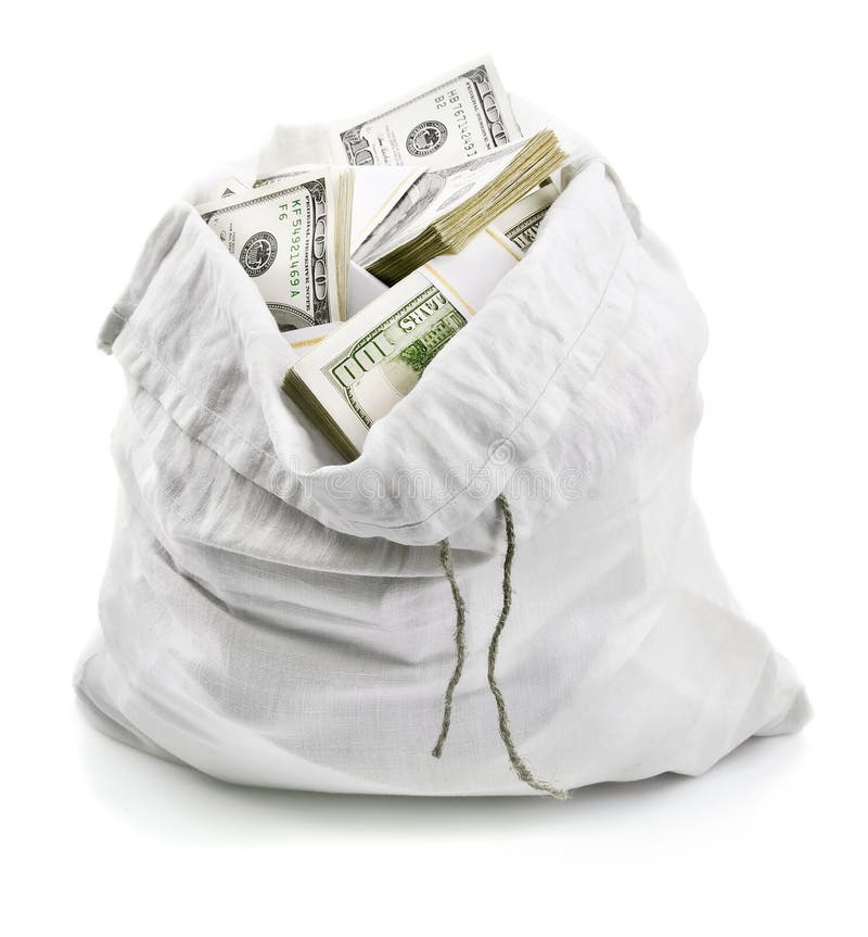 Open Sack Full Of Money Dollars Stock Image - Image of batch, prize ...