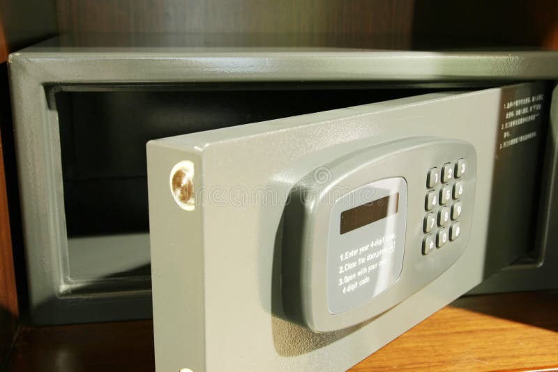 Open Safe Door with Electronic Lock Close Up. Keep Money and Jewelry at ...
