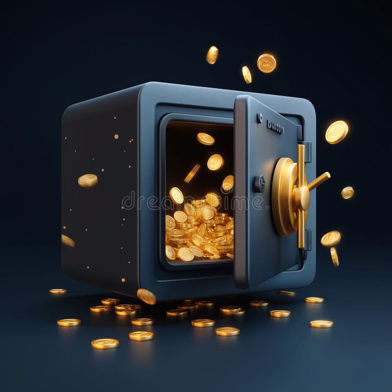 Open Safe Box with Exploding Golden Coins - Wealth Concept Stock ...