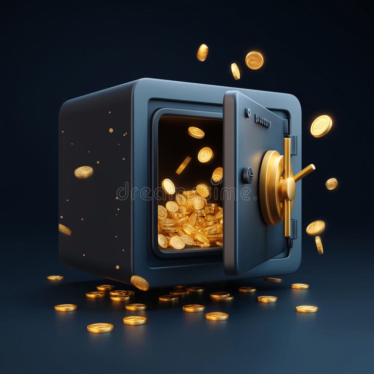 Open Safe Box with Exploding Golden Coins - Wealth Concept Stock ...