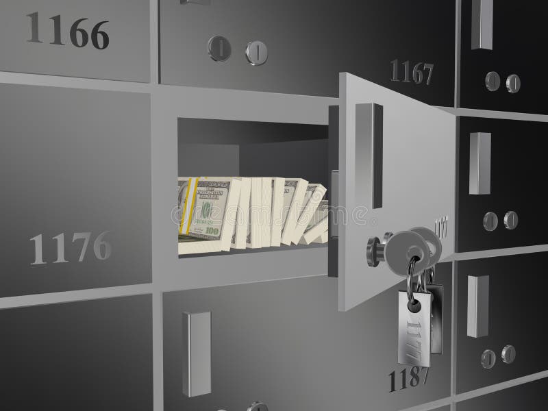 Open Safe Deposit Boxes in the Bank Stock Illustration - Illustration ...