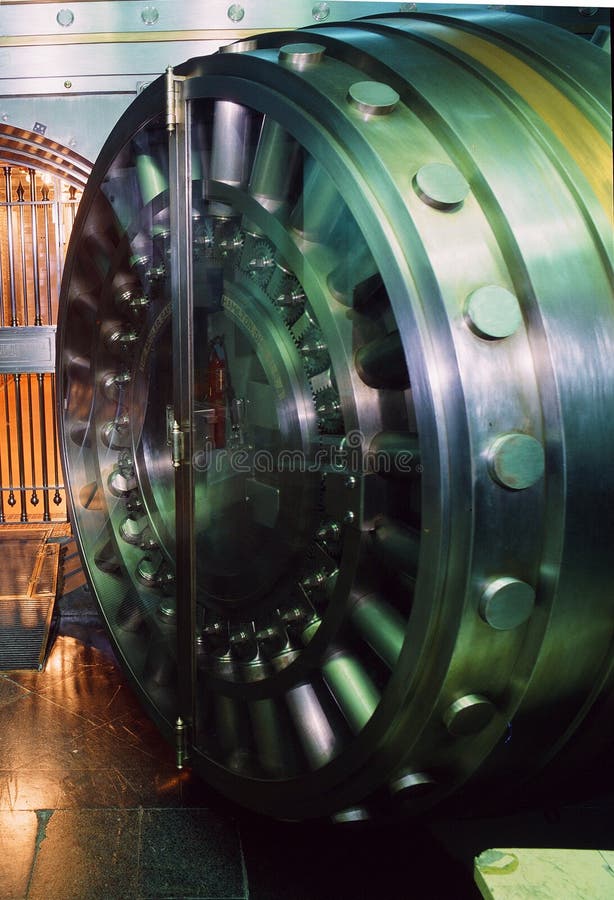 An Open Safe Door in a Vault Stock Image - Image of vehicle, green ...