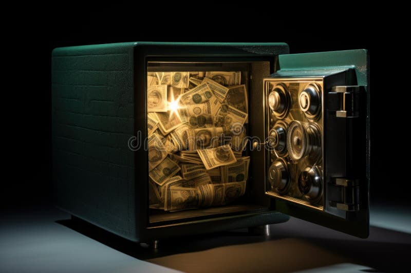 Open Safe Glowing with Cash Wealth Concept Stock Illustration ...