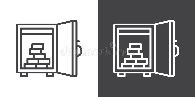 Open Safe Icon Flat Vector Set Outline Stock Illustration ...