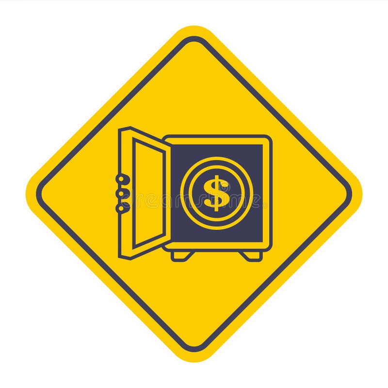 Open Safe Icon on Yellow Background. Stock Illustration - Illustration ...