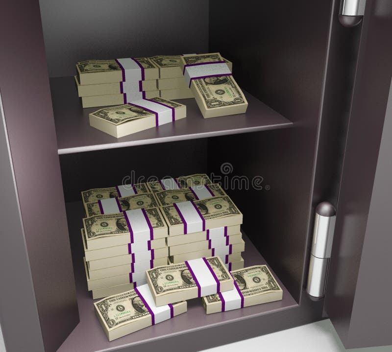 Open Safe with Money Showing Bank Accounts Stock Illustration ...
