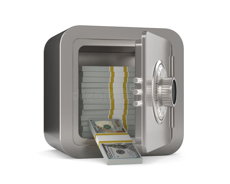 Open Safe with Money on White Background. Isolated 3d Illustration ...