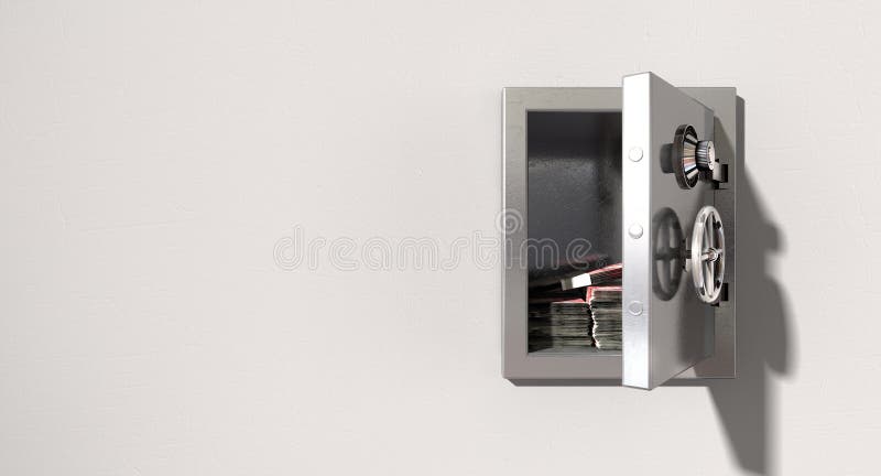 Open Safe on Wall with British Pounds Stock Photo - Image of open, code ...