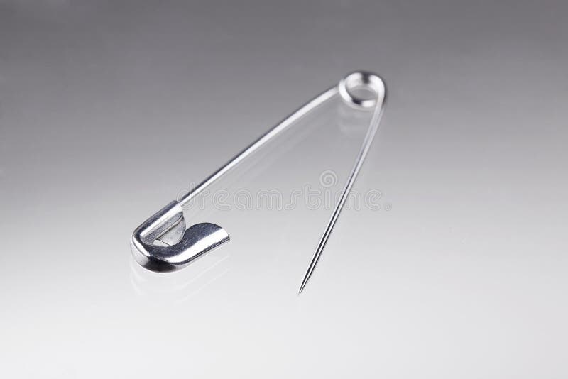 , Open Safety Pin on Grey Background Stock Photo - Image of safety ...