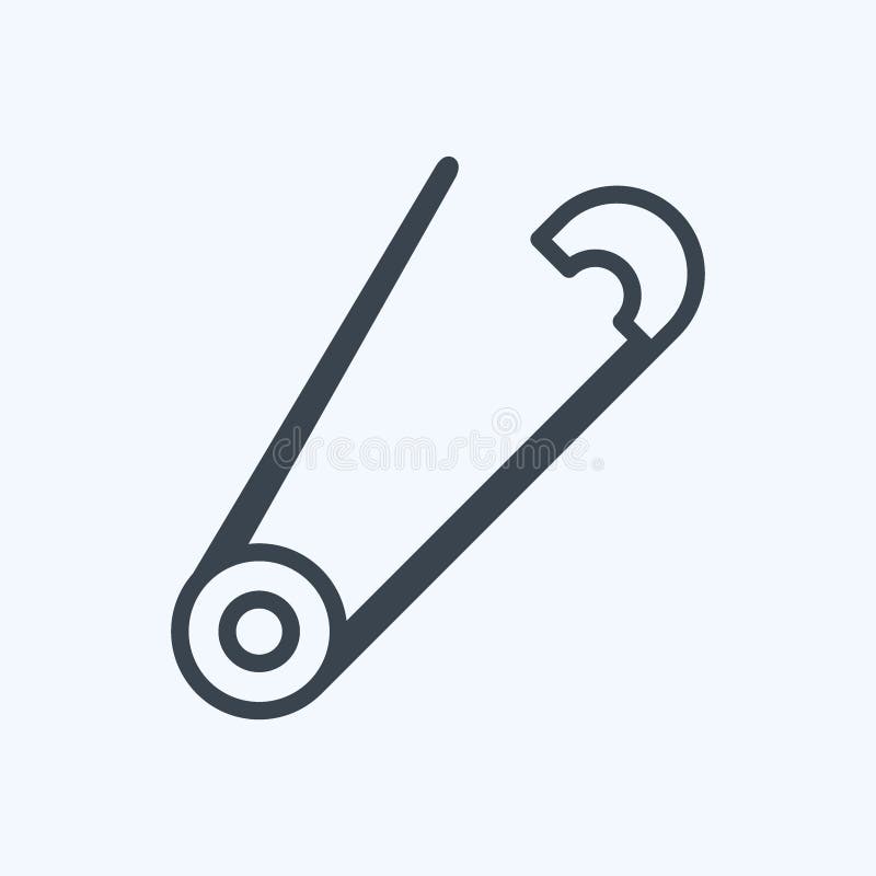 Open Safety Pin Icon in Trendy Line Style Isolated on Soft Blue ...