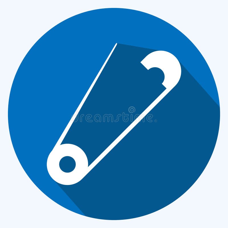 Open Safety Pin Icon in Trendy Long Shadow Style Isolated on Soft Blue ...