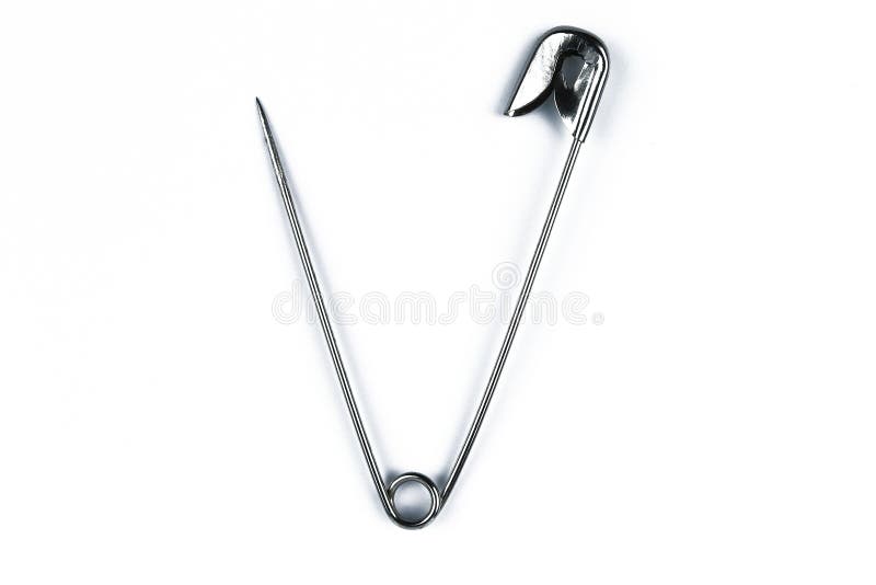 Open Safety Pin Isolated on White Background Stock Image - Image of ...
