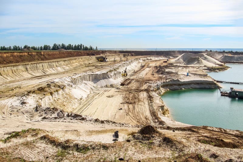Open Sand Pit with a Reservoir Stock Image - Image of architecture ...