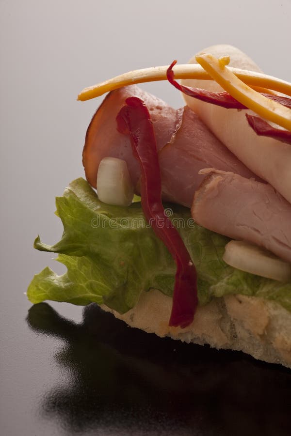 Open Ham and Cheese Sandwich Stock Image - Image of salami, feta: 28856863