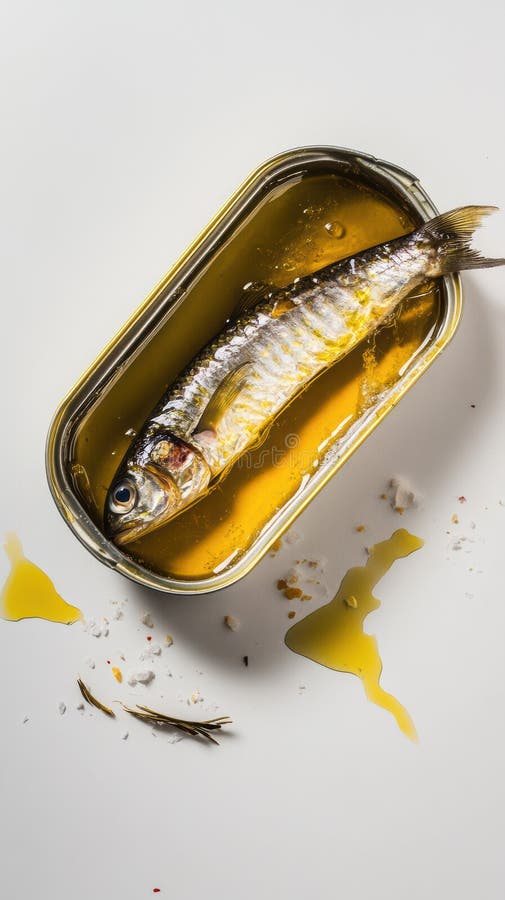 Open Sardine Tin, Styled with a Focus on Dramatic Textures. One Sardine ...