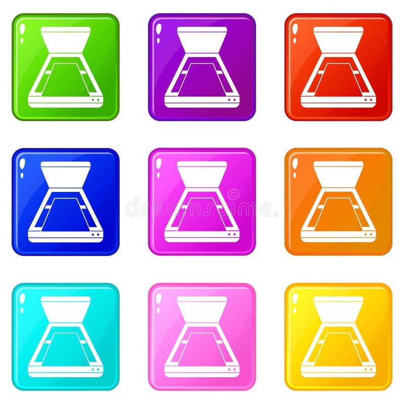Open scanner icons 9 set stock vector. Illustration of equipment - 96083557