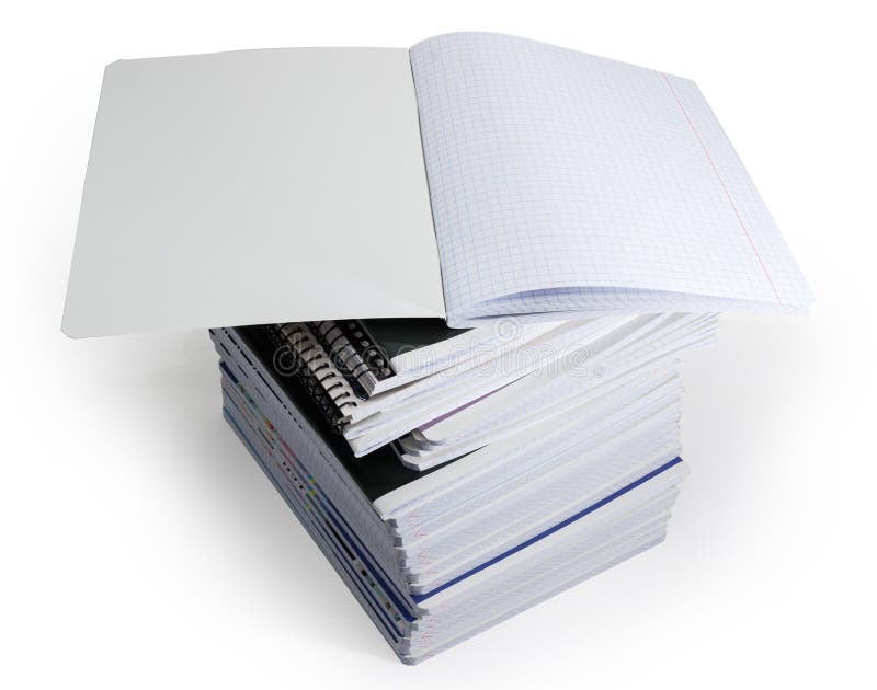 Different School Exercise Books with Spiral Binding and Autumn Leaf ...