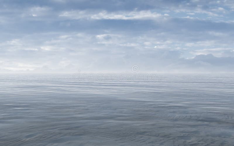 Open Sea with Cloudy Sky and Misty Horizon Stock Illustration ...