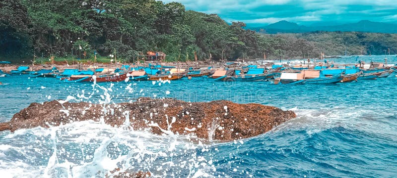 The Open Sea with Huge Waves and Boats Stock Photo - Image of nose ...