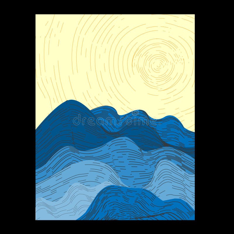 Open Sea Waves Dim Sun Sky Vector Stock Illustrations – 2 Open Sea ...