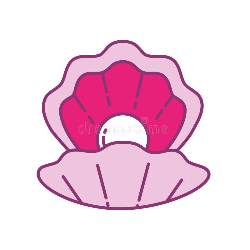 Seashell with Pearl Outline Icon Stock Vector - Illustration of bead ...