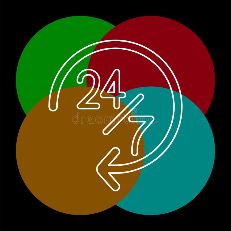Open 24 7 Service Icon, Vector Customer Service Stock Vector ...