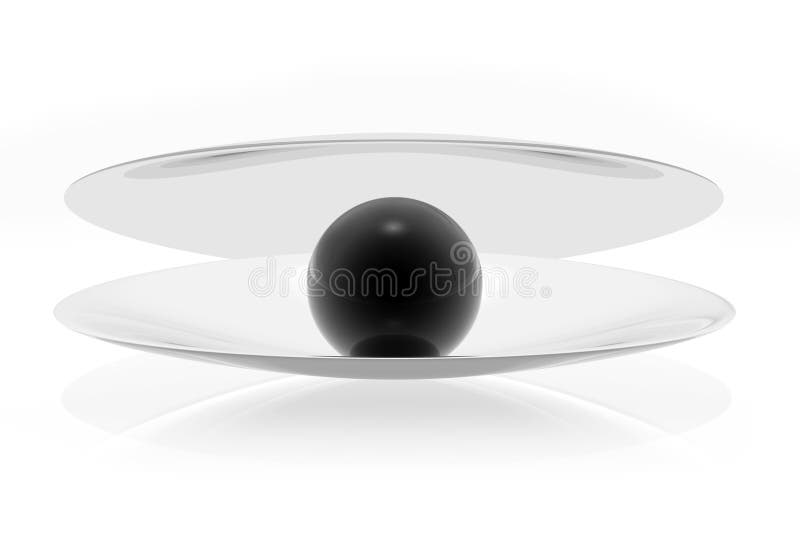 Open Shell with Black Pearls Stock Illustration - Illustration of conch ...