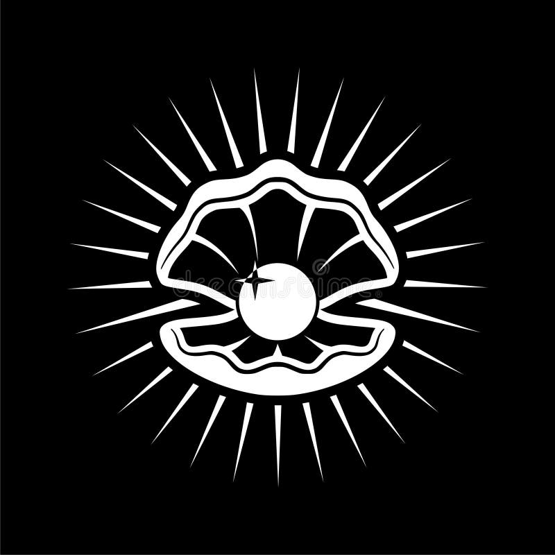 Open Shell with Pearl Icon Isolated on Dark Background Stock Vector ...