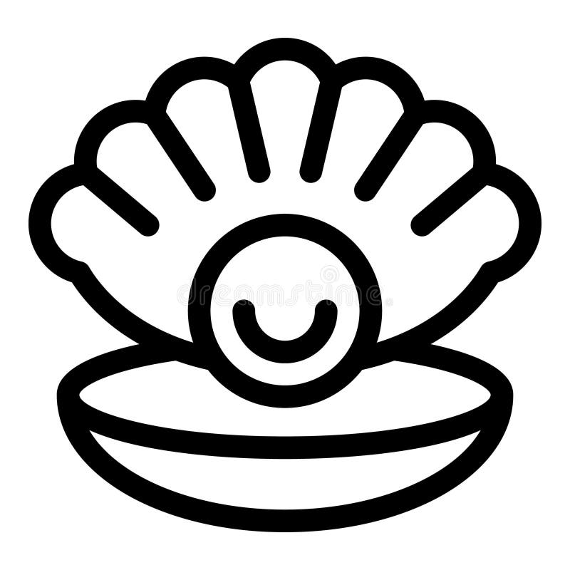 Open Shell Showing Smiling Pearl Icon Vector Outline Stock Illustration ...
