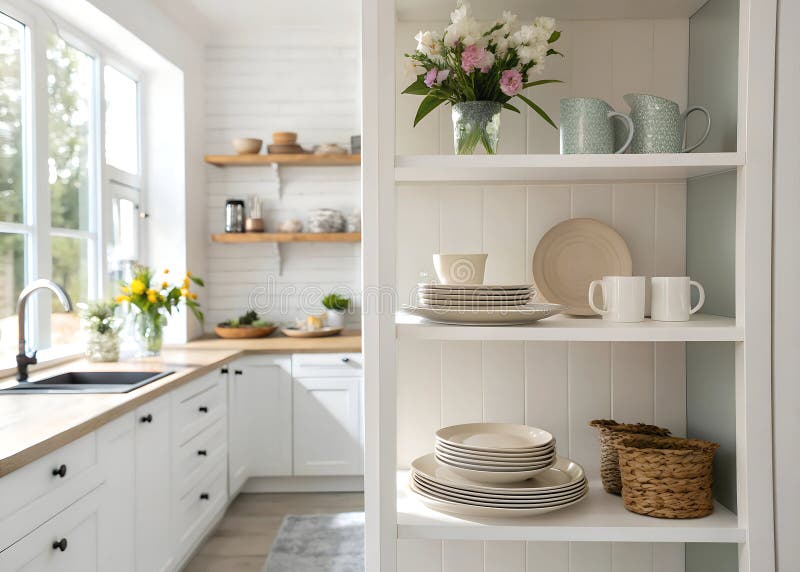 Open Shelves in the Kitchen with a Minimum of Dishes and Decor ...