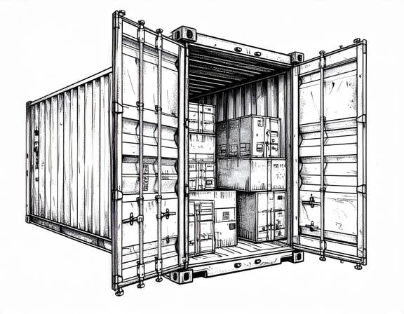 Open Shipping Container Full of Cargo Stock Illustration - Illustration ...
